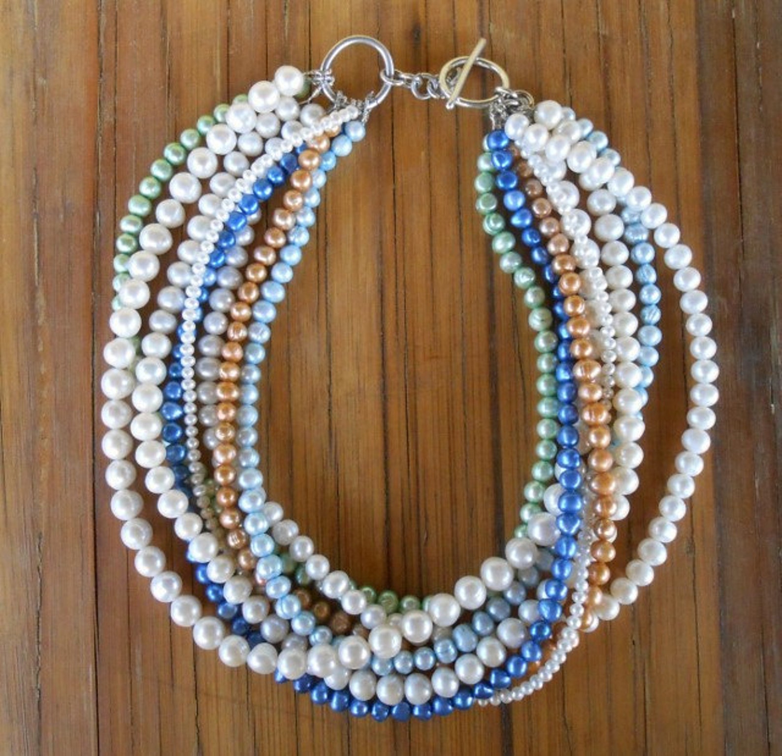 Necklace With Natural Pearls ,multi Colored Pearls ,beaded Necklace ...