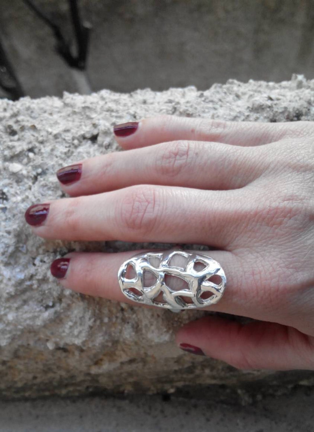 Handmade Silver Ring .melted Ring ,big Ring ,statement Ring,sterling ...