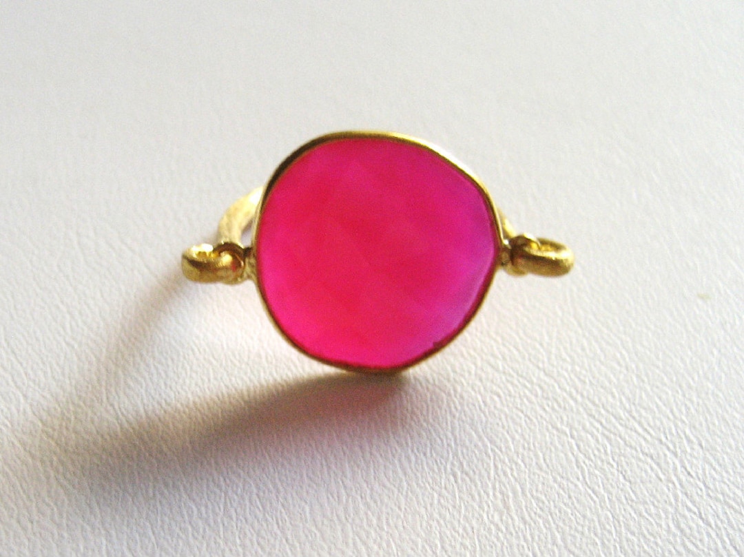 Fuchsia Agate Ring,18kt Goldplated Silver Ring, Fuchsia Ring, Gemstone ...