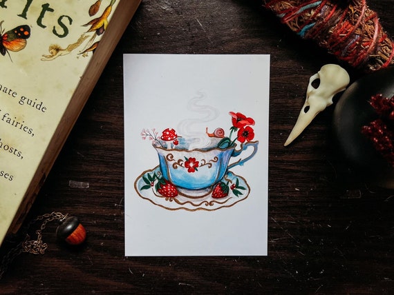 Seelie Fae Fairy Tea Cup Ink Medium Art Print - Etsy
