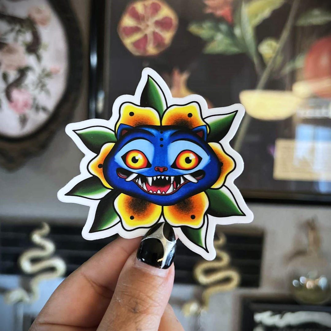 Derpy Tiger Tattoo Flower | Illustrations | Stickers - Etsy