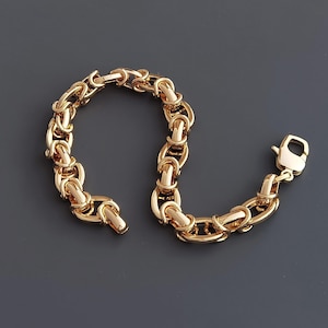 Chunky Gold Chain Bracelet, Large Link Chain Bracelet, Gold Statement ...