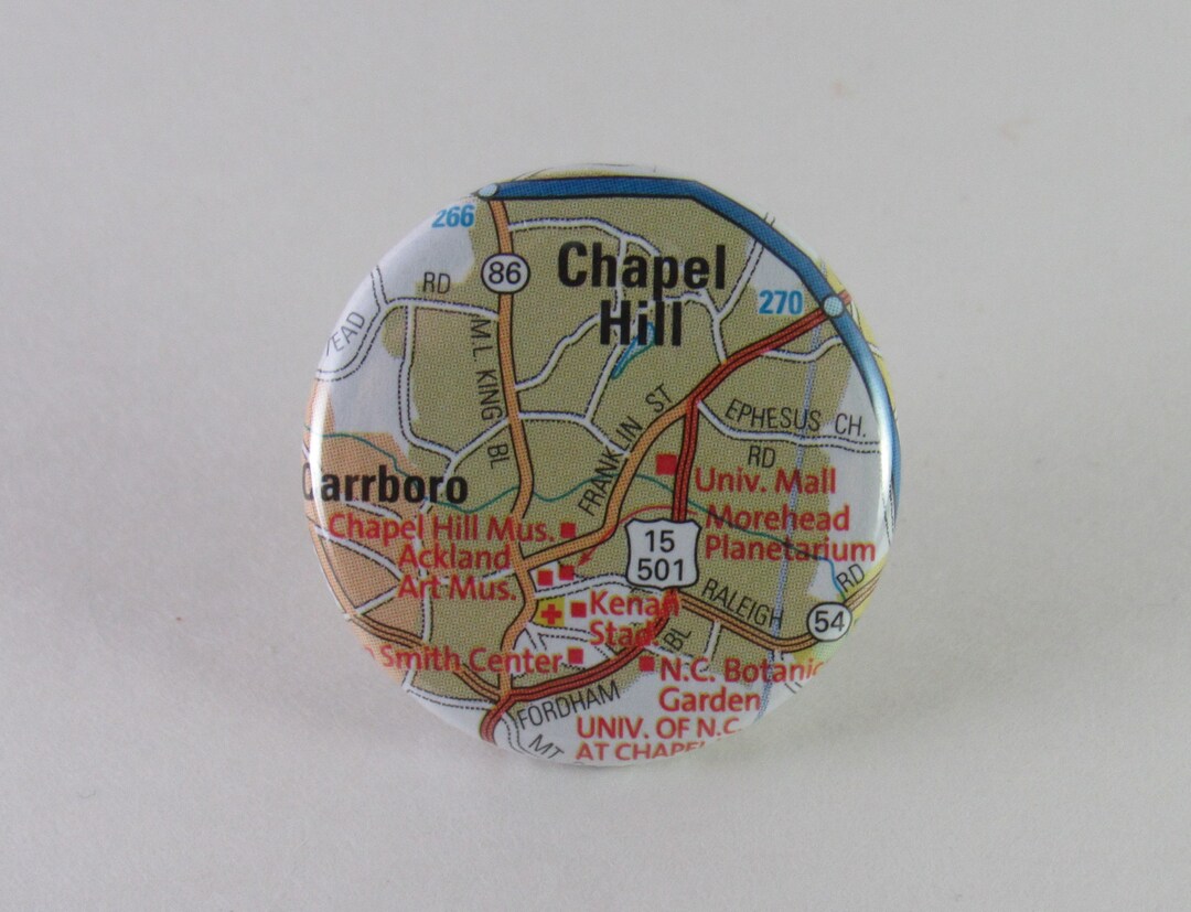 Chapel Hill, North Carolina - Map Pin - 1.25" Button - Etsy