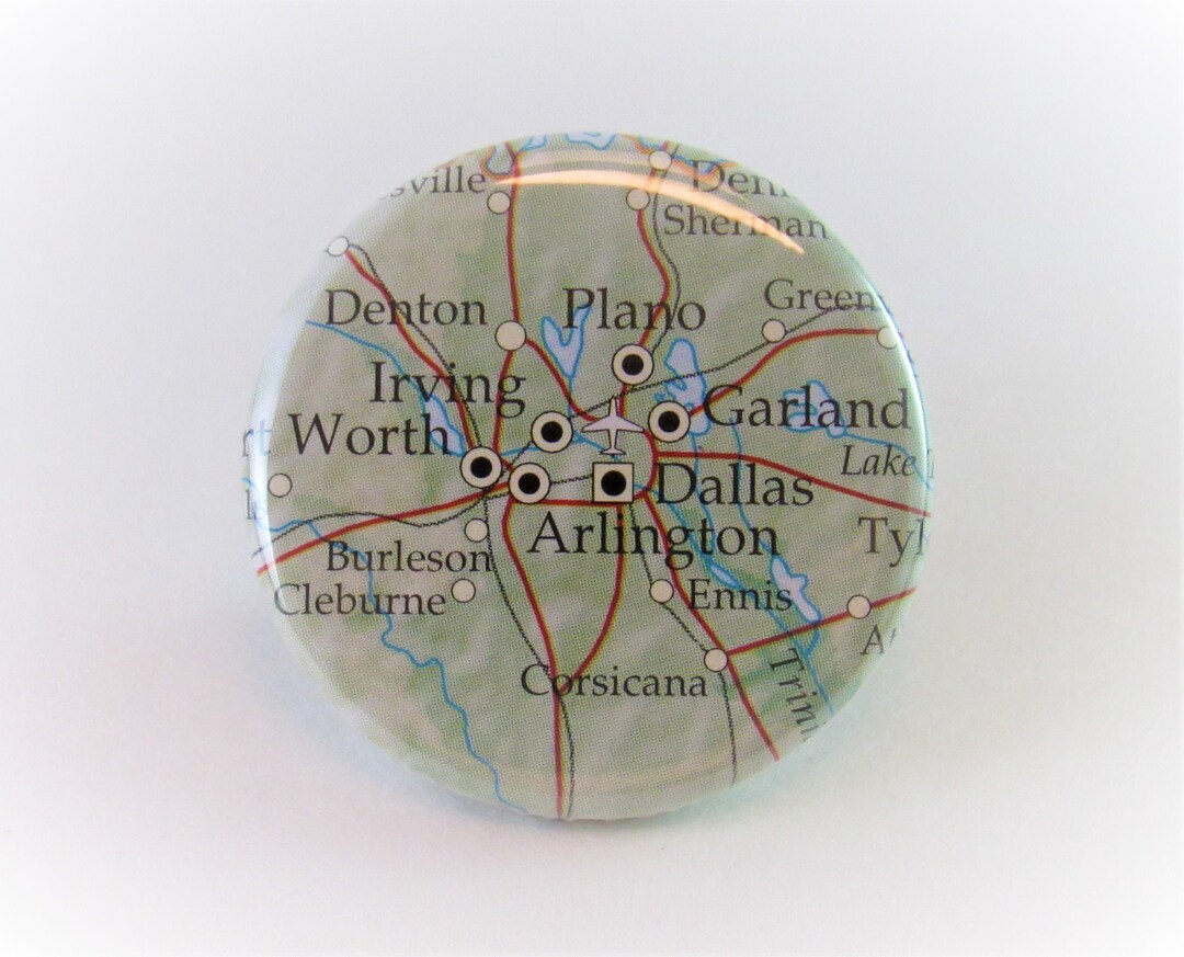 Dallas, Texas Map Pin - 1.25" Button - Etsy