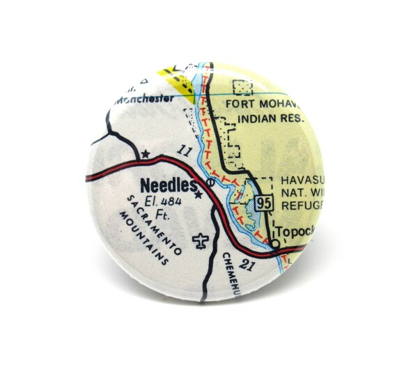 Needles California Map Pin 1.25 Button - Etsy