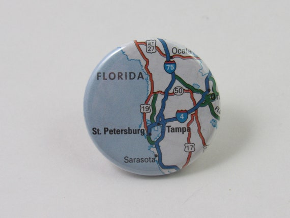 St. Petersburg Florida Map Pin 1.25 Button - Etsy