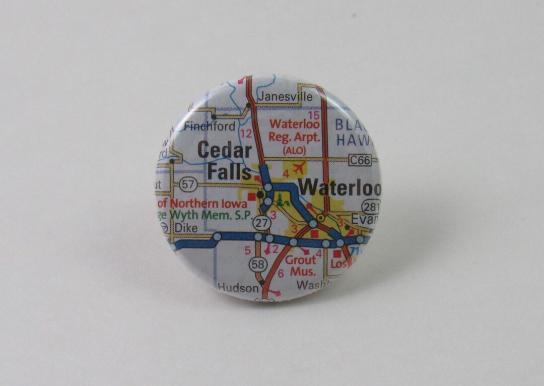 Waterloo, Iowa - Map Pin - 1.25" Button - Etsy