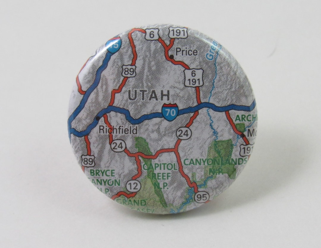 Utah - Map Pin - 1.25" Button - Etsy