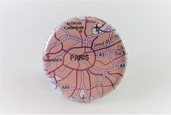 Paris Map Pin 1.25 Button | Etsy