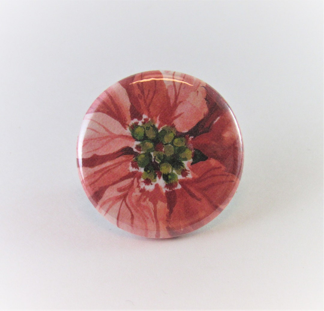 Pink Poinsettia - 1.25" Button - Pin - Etsy