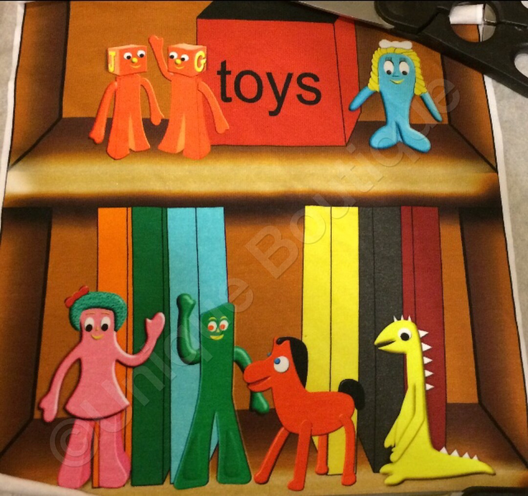 Gumby and Clay Friends Panel Limited Edition Custom Printed Fabric ...