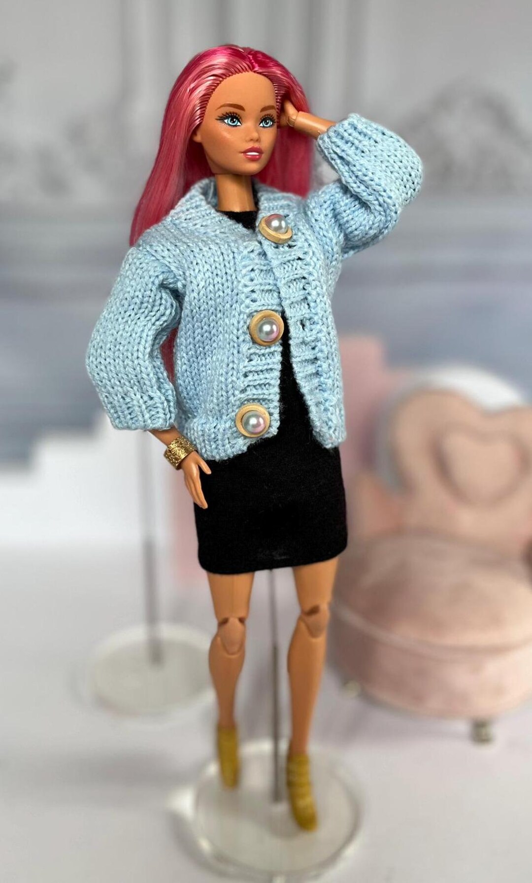 Custom Cardigan for Fashion Doll Pink, Ivory, Black, Lavender, Blue W ...