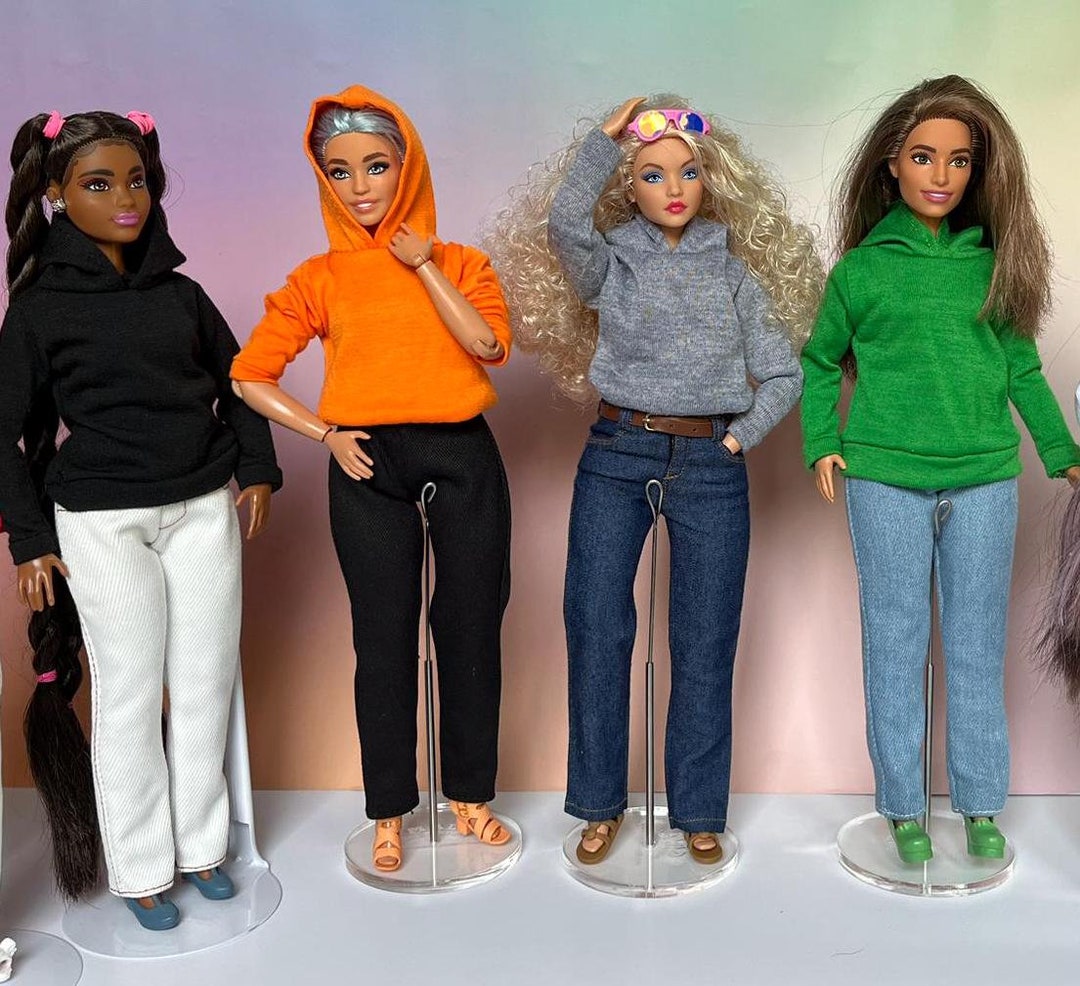 Curvy Doll Denim Jeans: 1/6 Scale Fashion Doll Pants W/ Pocket Style - Etsy
