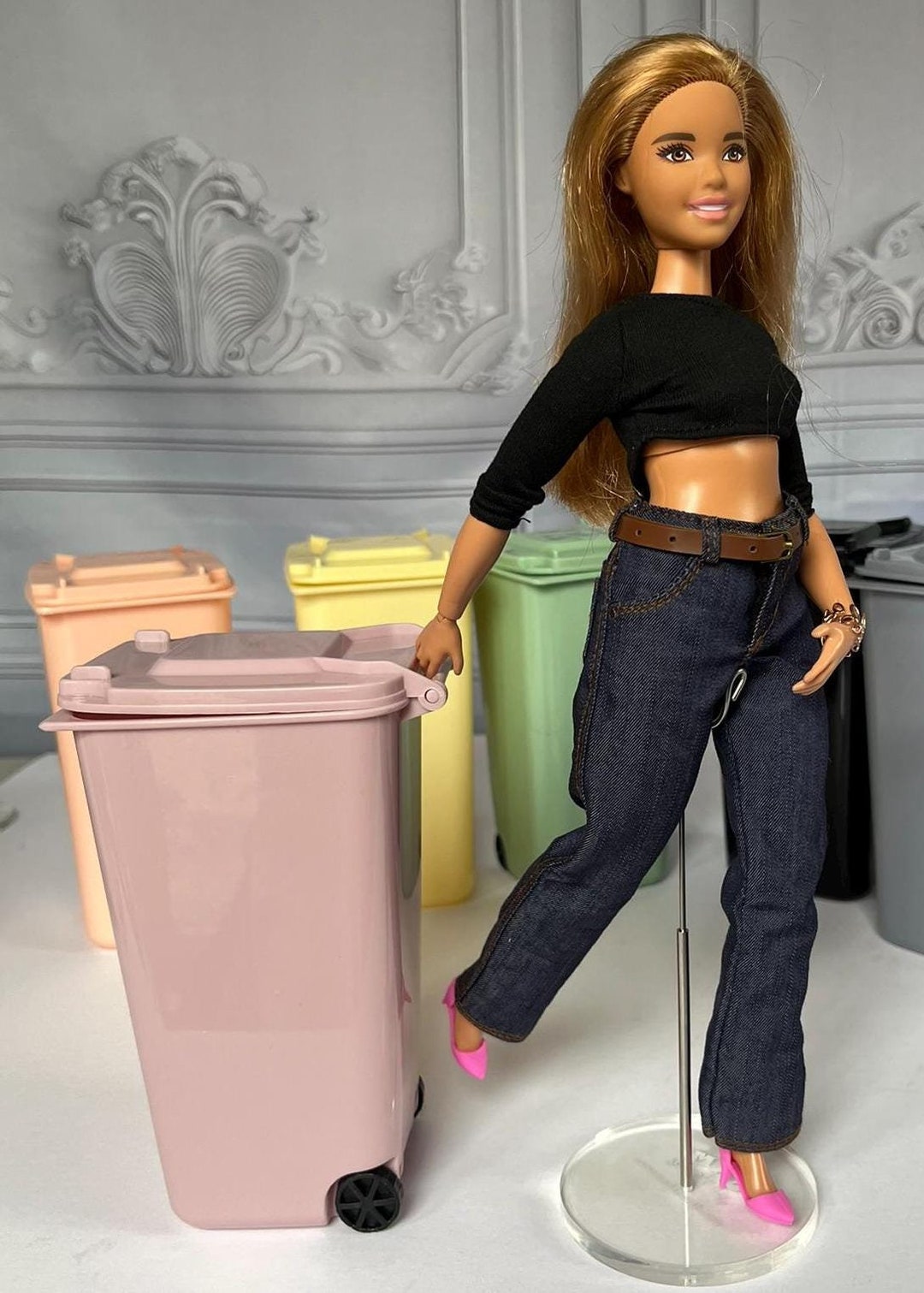 Dollhouse Rolling Trash/recycle Bin: 1/6 Scale Sanitation Accessory - Etsy