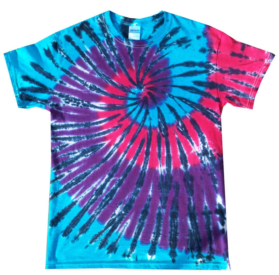 Red Purple Blue Spiral Tie Dye T Shirt, Hand Crafted in the U.K - Etsy UK