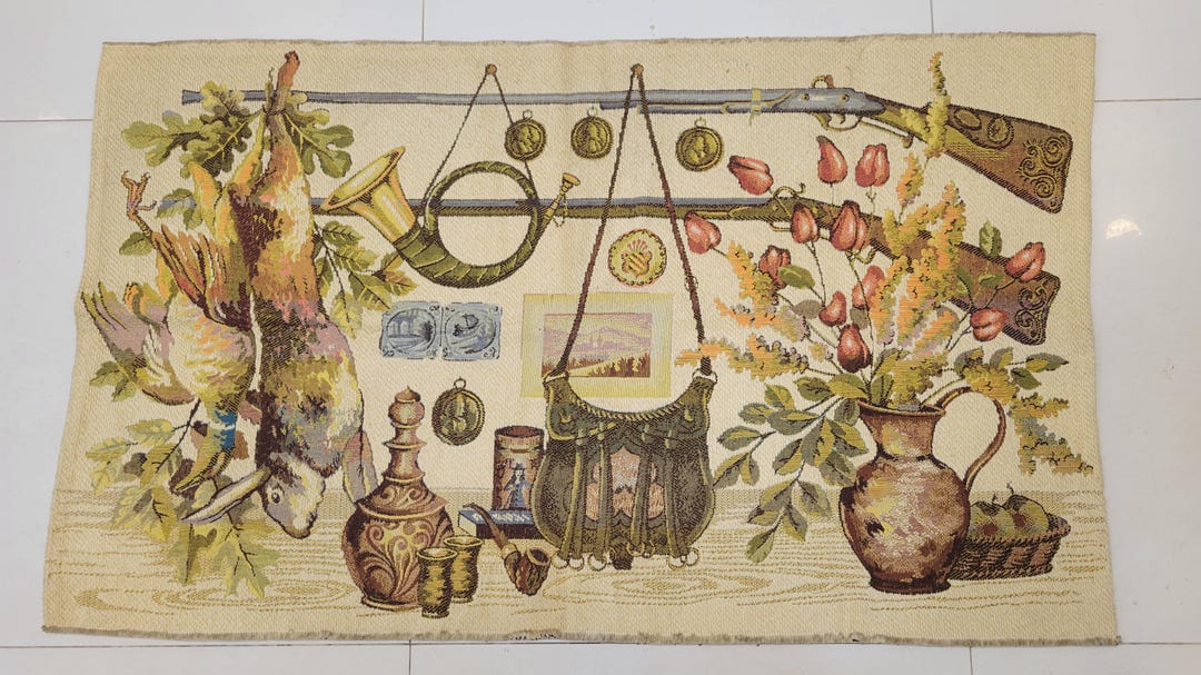 Vintage French Hunting Scene Tapestry - Rustic Cabin Decor, - Etsy