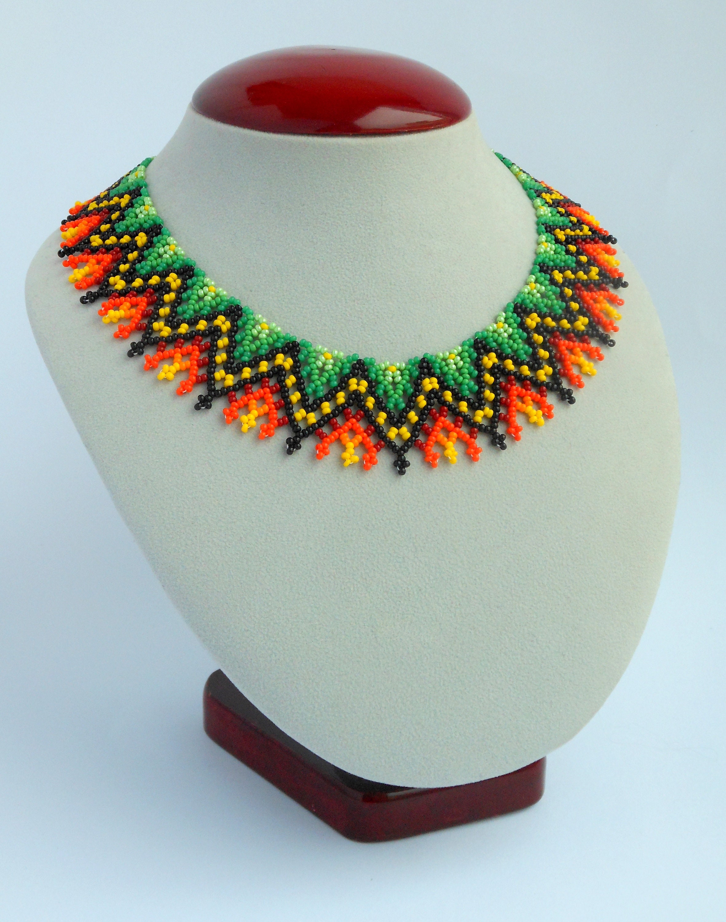 Huichol Necklace Ethnic Mexican Necklace for Women Seed Bead Necklace ...