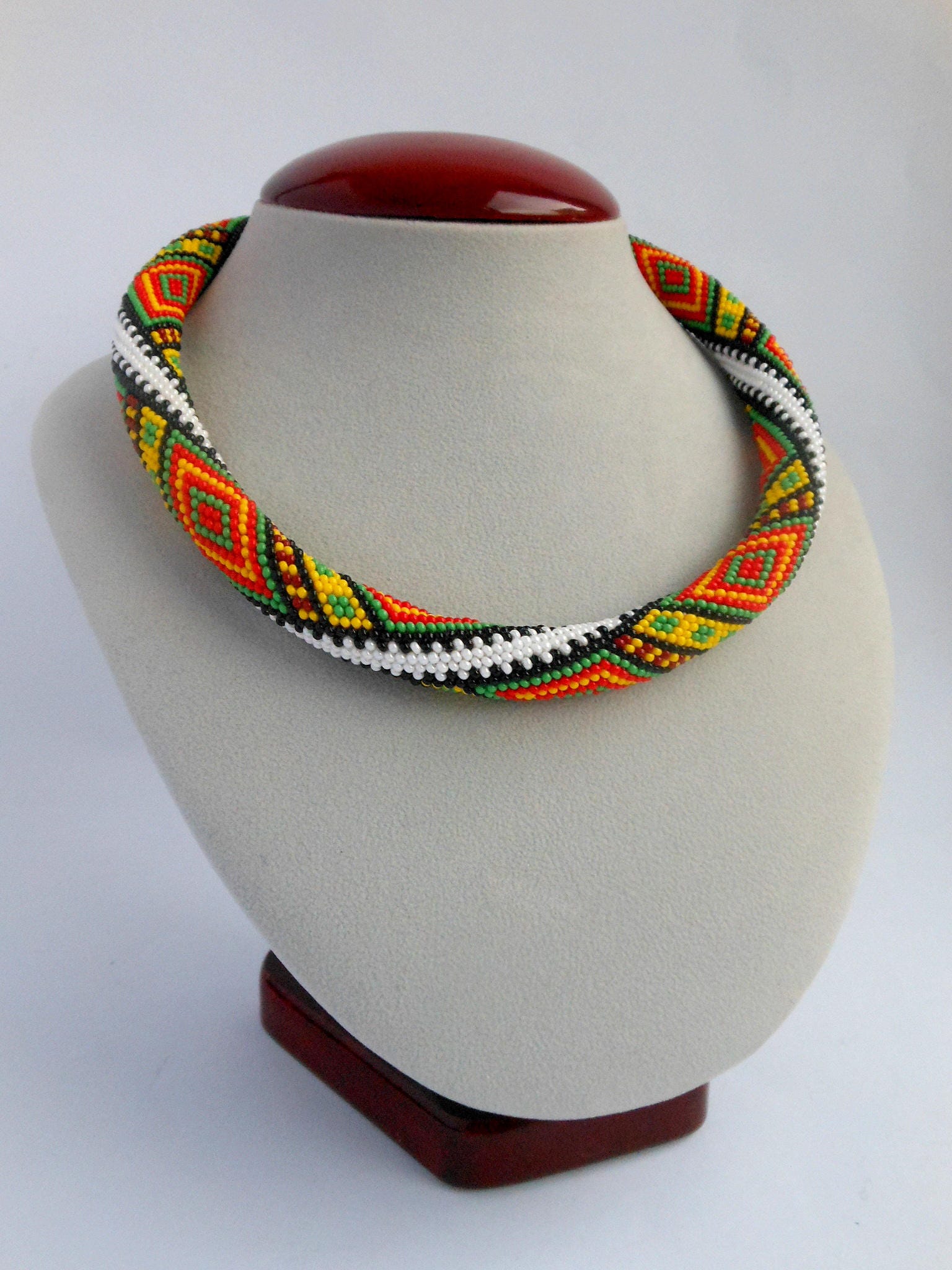 Ukrainian necklace Ukrainian embroidery Beaded jewelry Crochet | Etsy