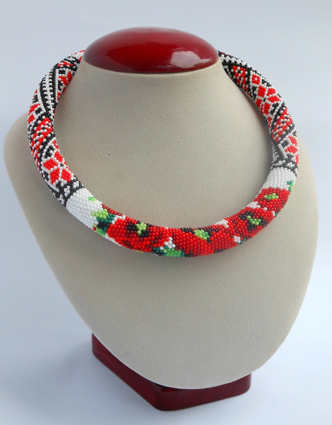 Ukrainian Beaded Jewelry Necklace, Seed Bead Crochet Necklace ...