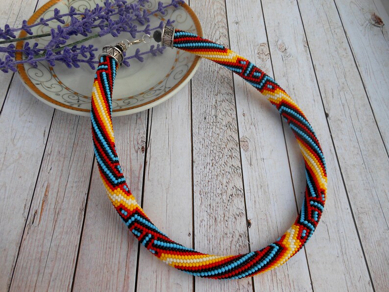 Native America Indian Jewelry Necklace for Women Crochet Beaded ...