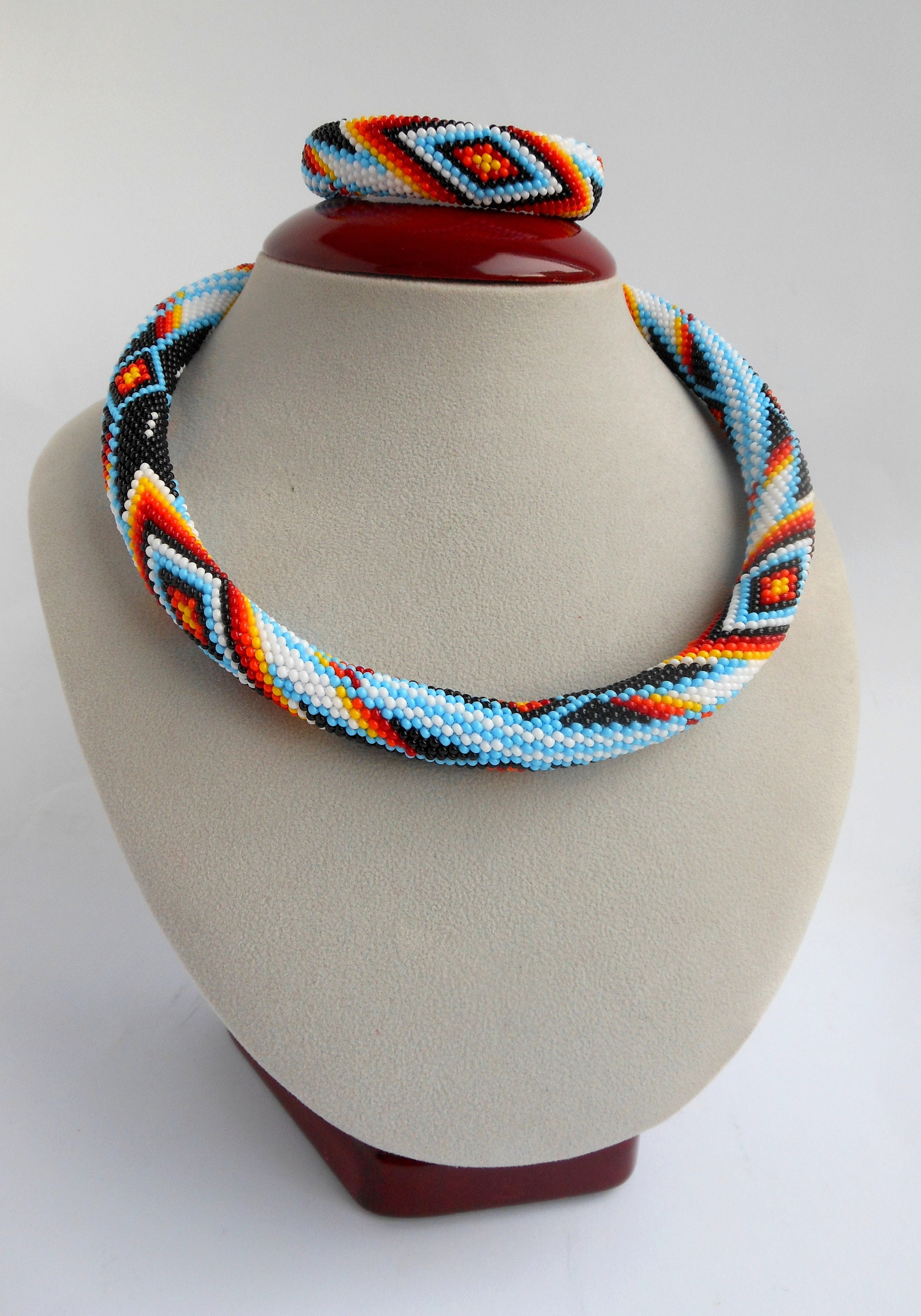 Native America Indian Jewelry Necklace Crochet Beaded Necklace Tribal ...
