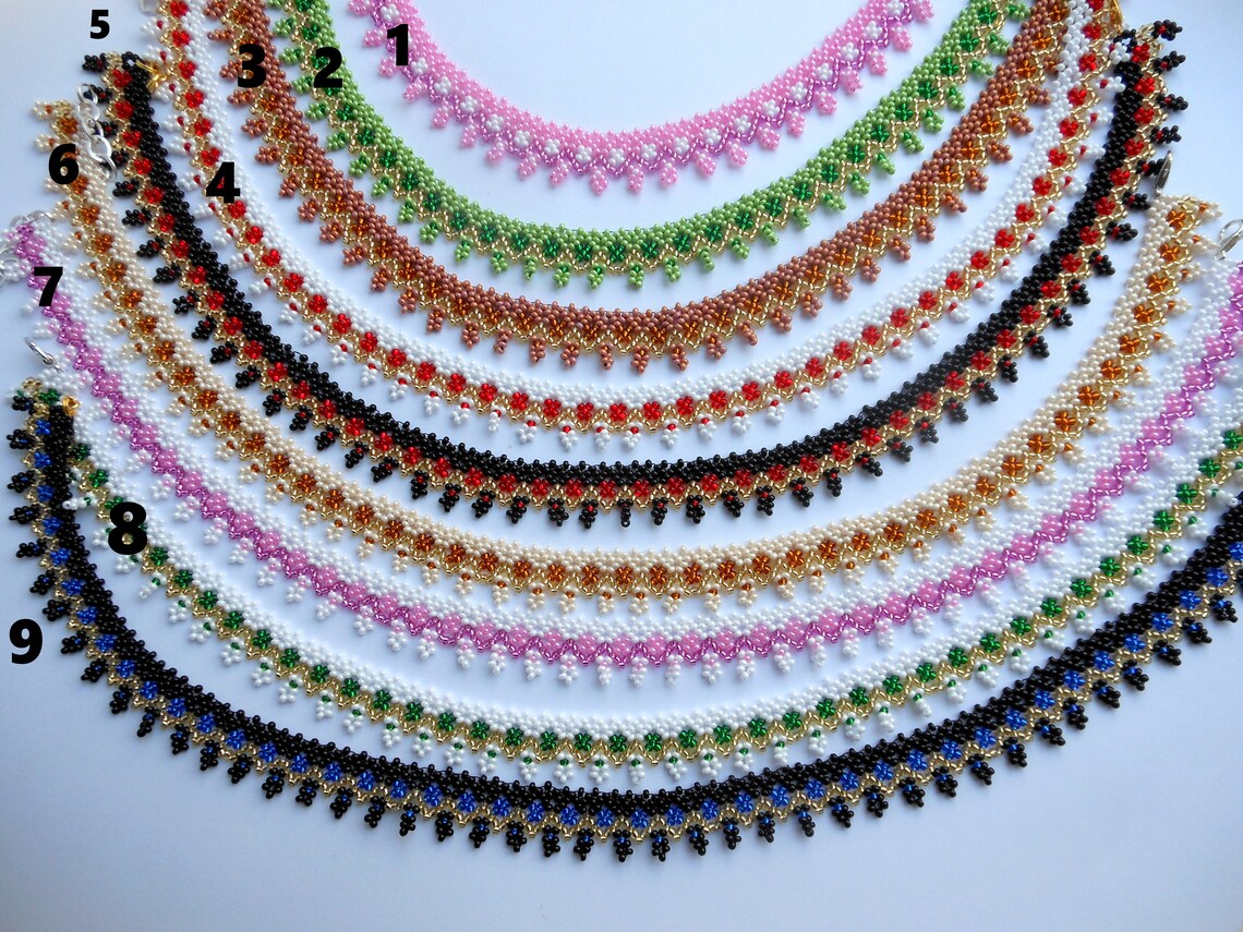 Women's Beaded Necklace Small Beaded Necklace Short - Etsy UK