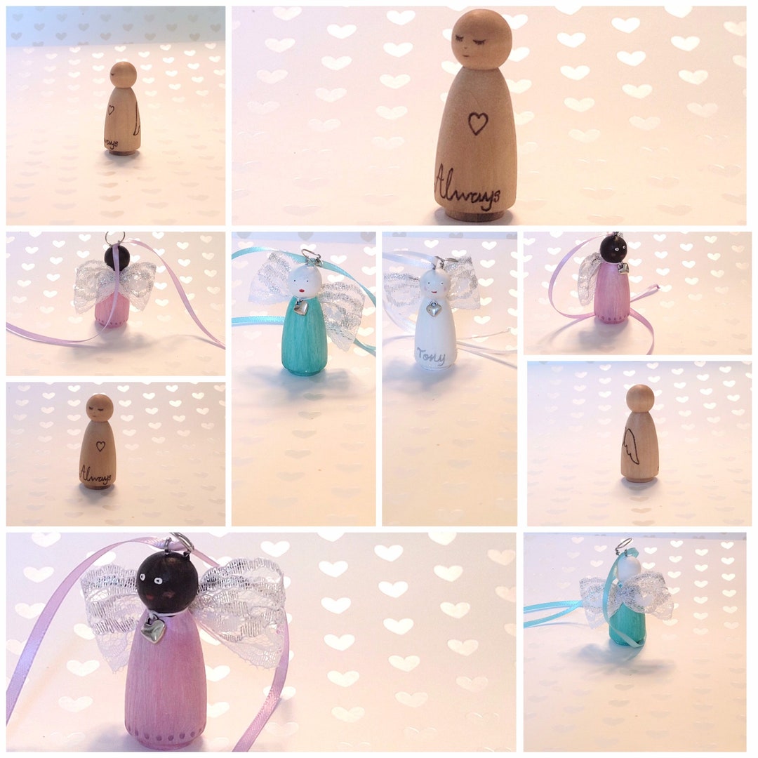 Wood Peg Doll Memorial Angel. in Loving Memory, Loss of a Loved One ...