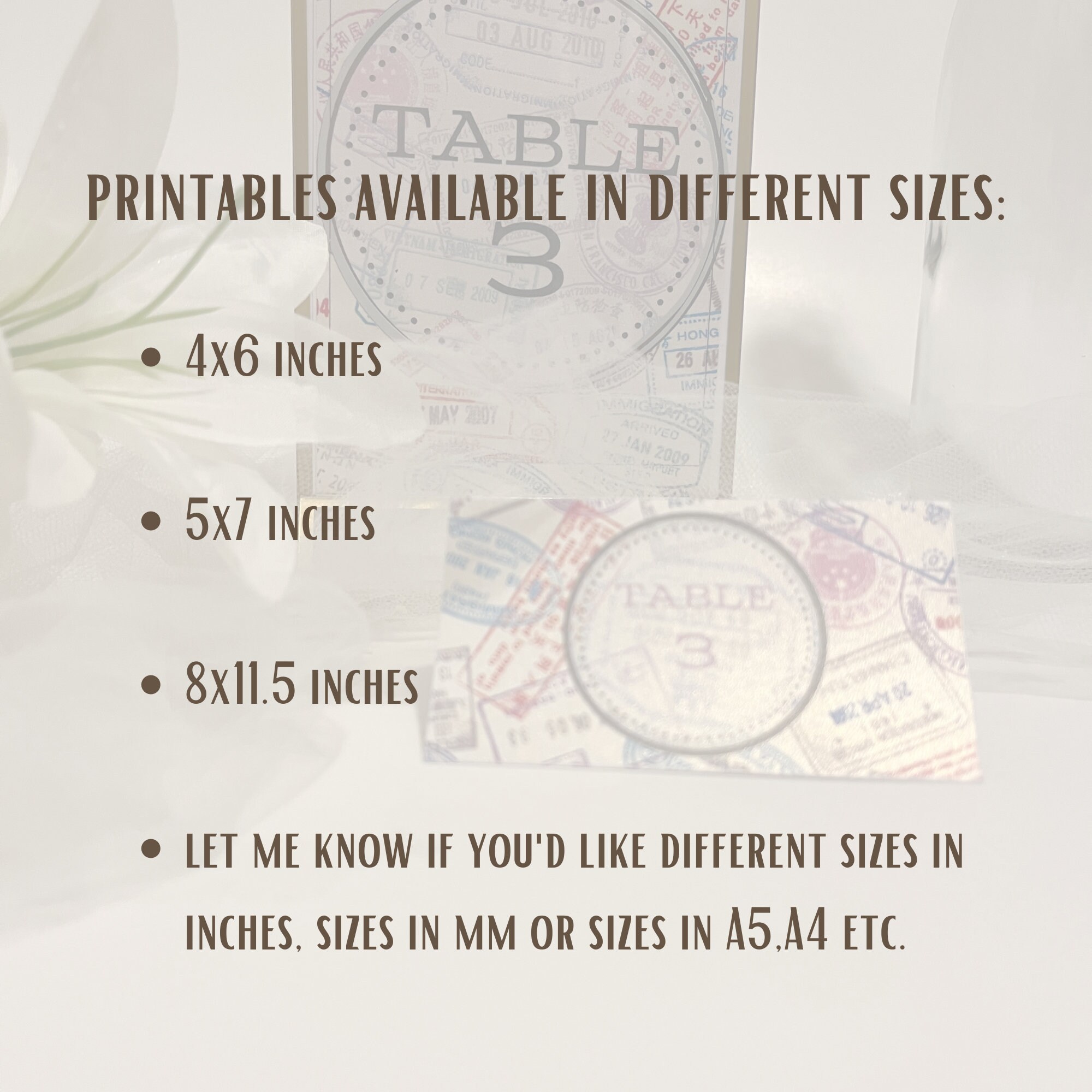 Travel Themed, Passport Stamps, Printable Wedding Table Numbers ...