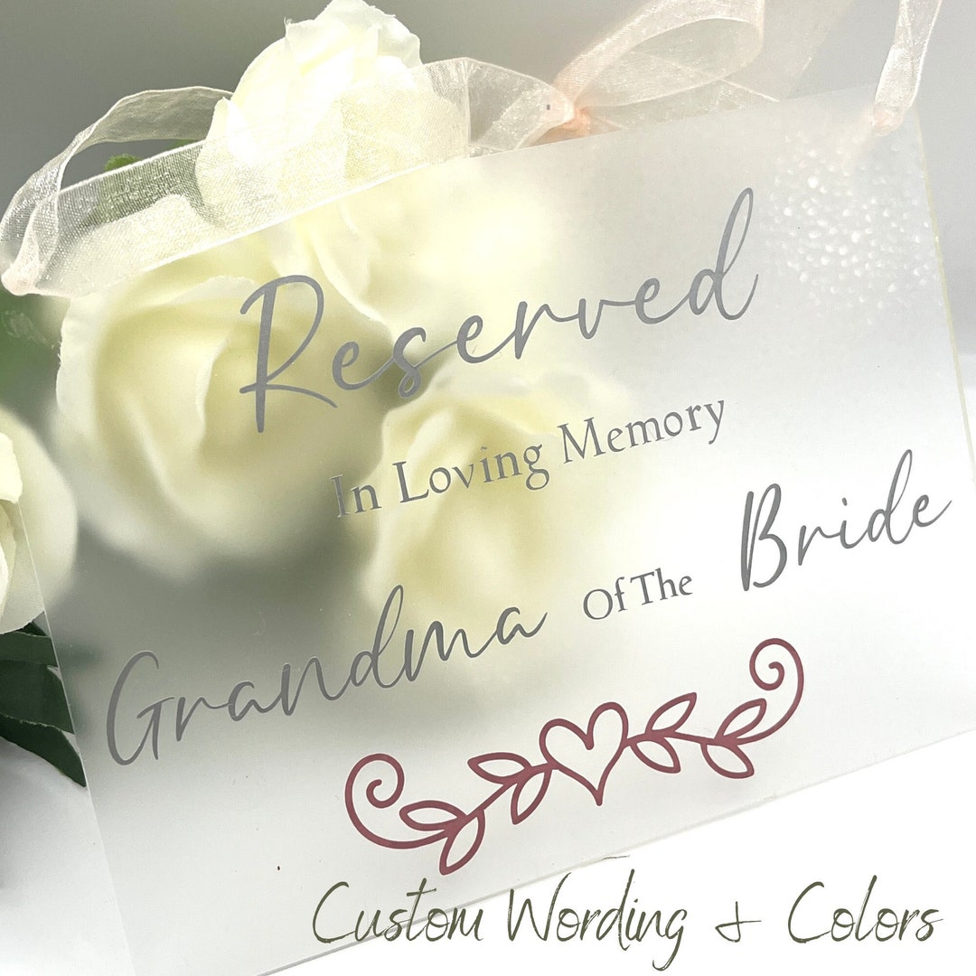 Personalized Reserved in Loving Memory Wedding Chair Sign. - Etsy