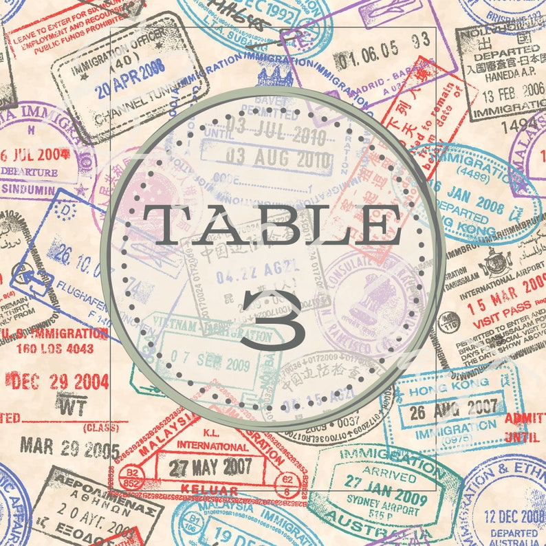 Travel Themed Passport Stamps Printable Wedding Table - Etsy