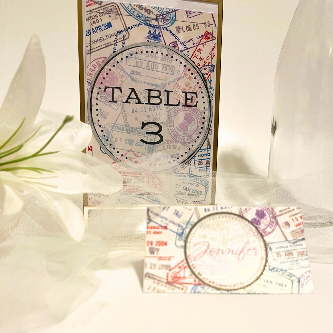 Travel Themed, Passport Stamps, Printable Wedding Table Numbers ...