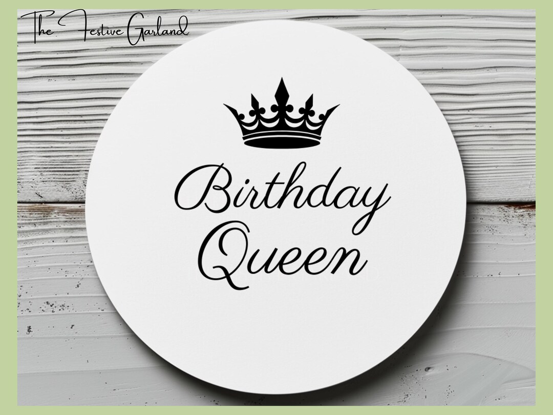 Birthday Queen Sticker, Birthday Party Favor Label, Gift Bag Tag, Crown ...