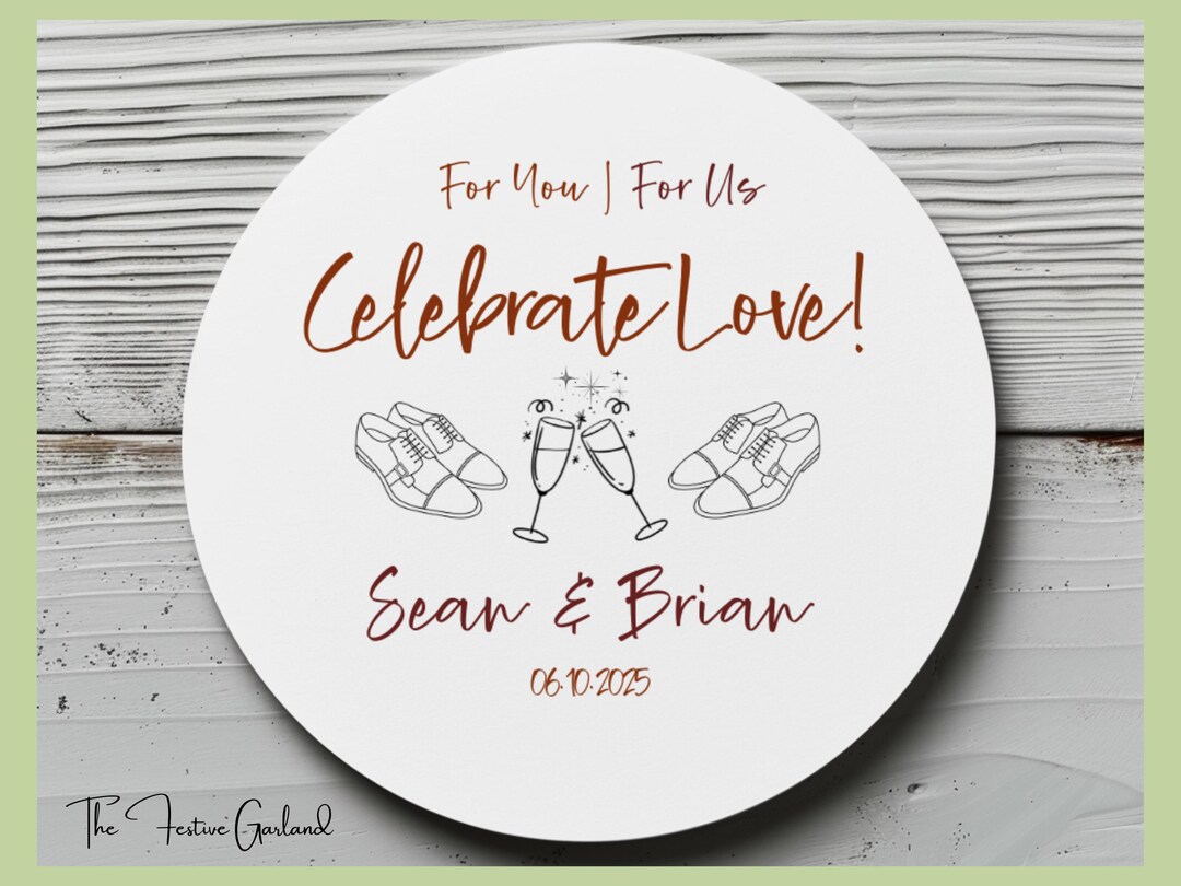 Celebrate Love Wedding Favor Tag for Two Grooms LGBTQ+ Gay Couple ...