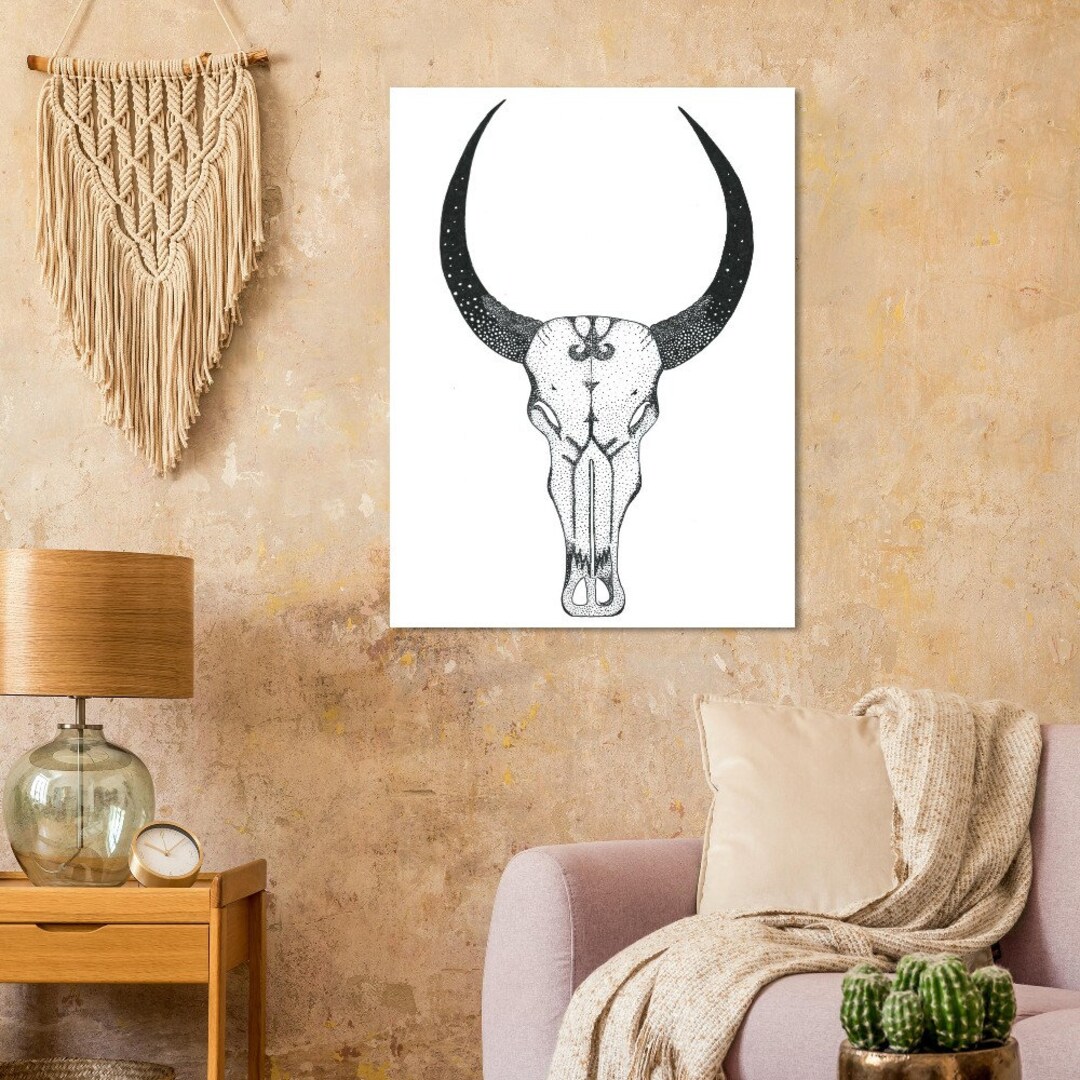 Spirit Bull Poster: Dot Art Print, Boho Home Decor (30x40 Inch) - Etsy