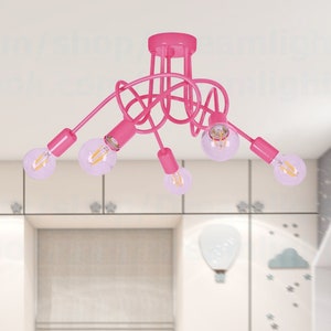 Pink Girls Room Chandelier Semi Flush Mount Ceiling Light Pink - Etsy