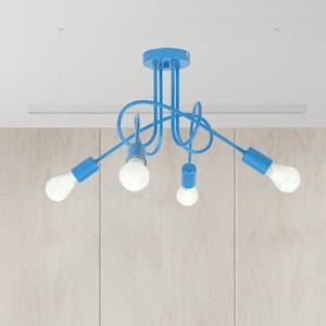Five Head Semi Flush Fixture Blue Five Arms Ceiling Light Fixture 5 ...