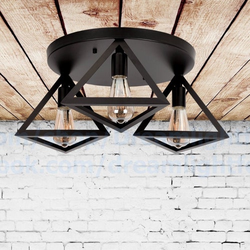 3-ceiling Light Fixture Multi-light Flush Fixture Ceiling - Etsy