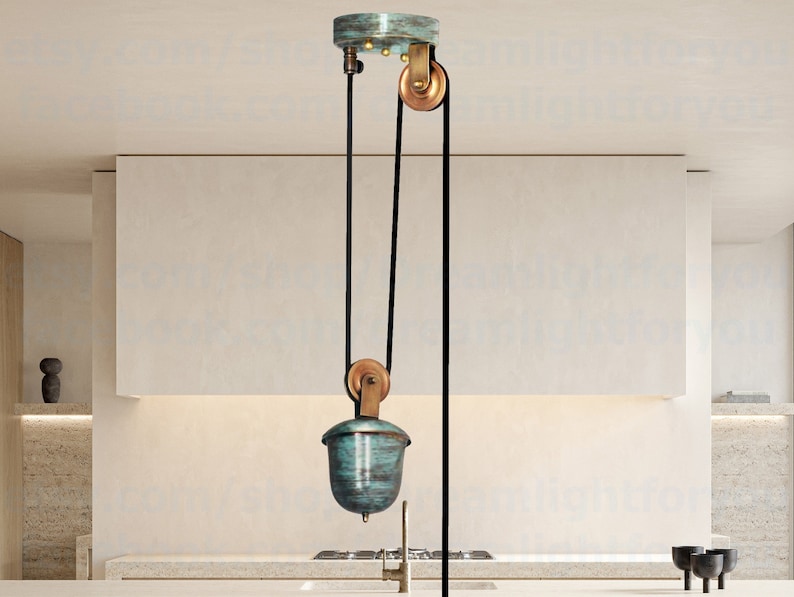 Pulley Pendant Light Brass Counterweight Light Rise and Fall - Etsy