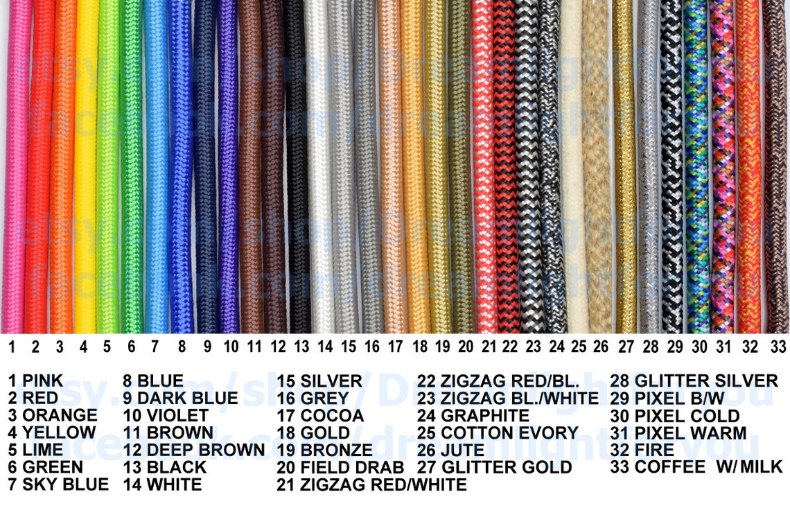 Light Cord 3 Feet Fabric Covered Wire Lamp Cord Pendant Light Cord Lamp ...