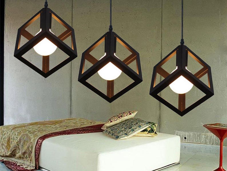 Iron Cube Pendant Light Stylish Chandelier Hanging Cube - Etsy