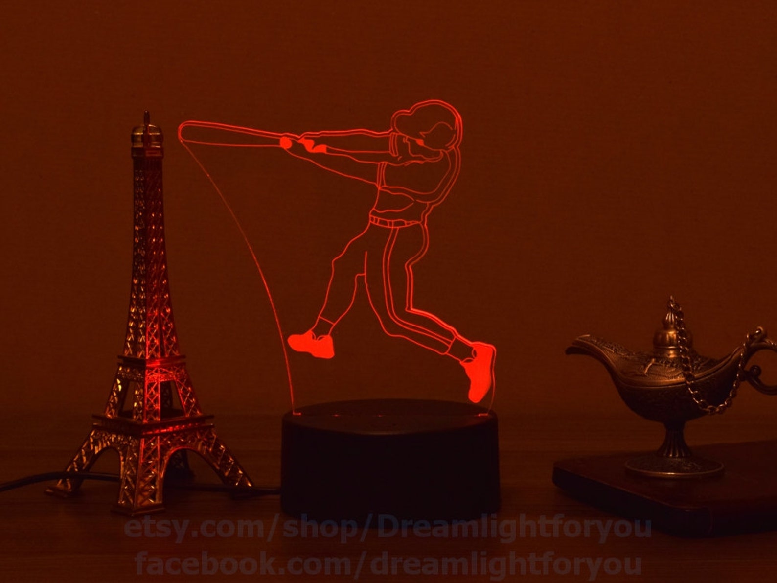 Baseball Player 3D Night Lamp Baseball Gift Illusion Light MLB | Etsy