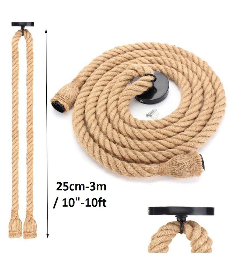 Double Rope Pendant Lighting Jute Rope Two Head Pendant Light Manila ...