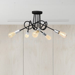 Black Copper Triple Ceiling Light Fixture Triple Light Semi Flush ...