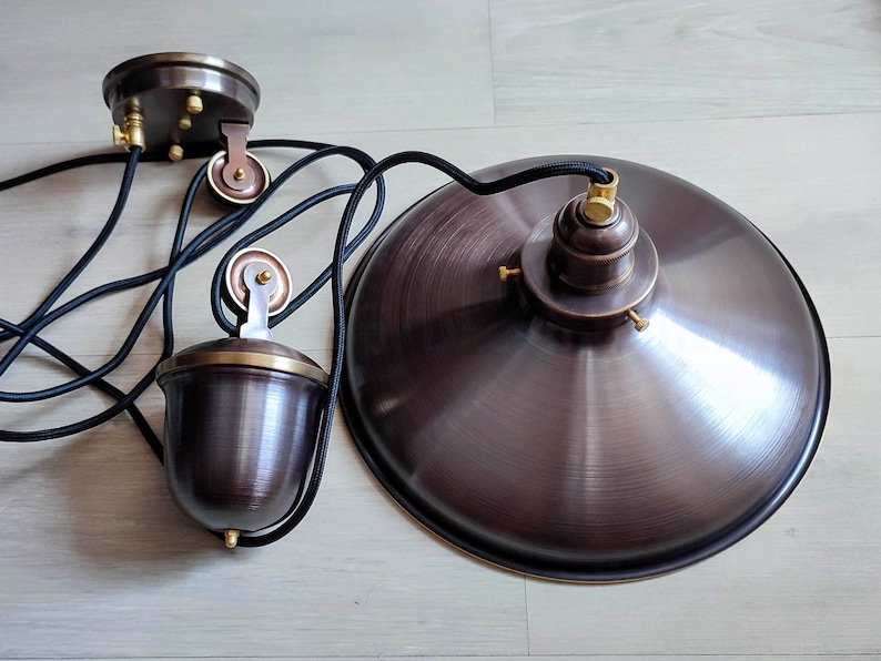 Brass Pulley Pendant Light Counterweight Light Rise and Fall Pendant ...