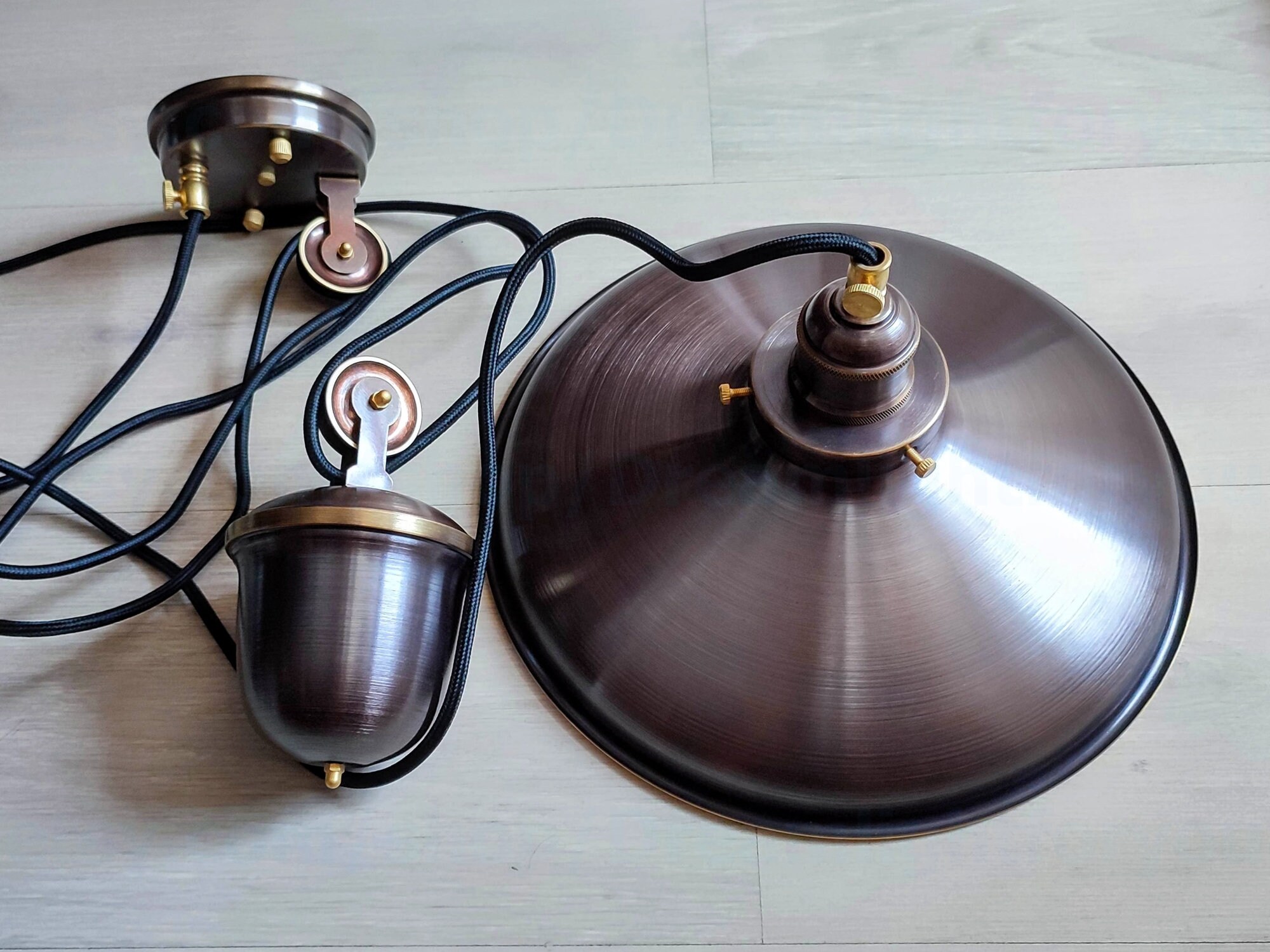 Brass Pulley Pendant Light Counterweight Light Rise and Fall Pendant ...