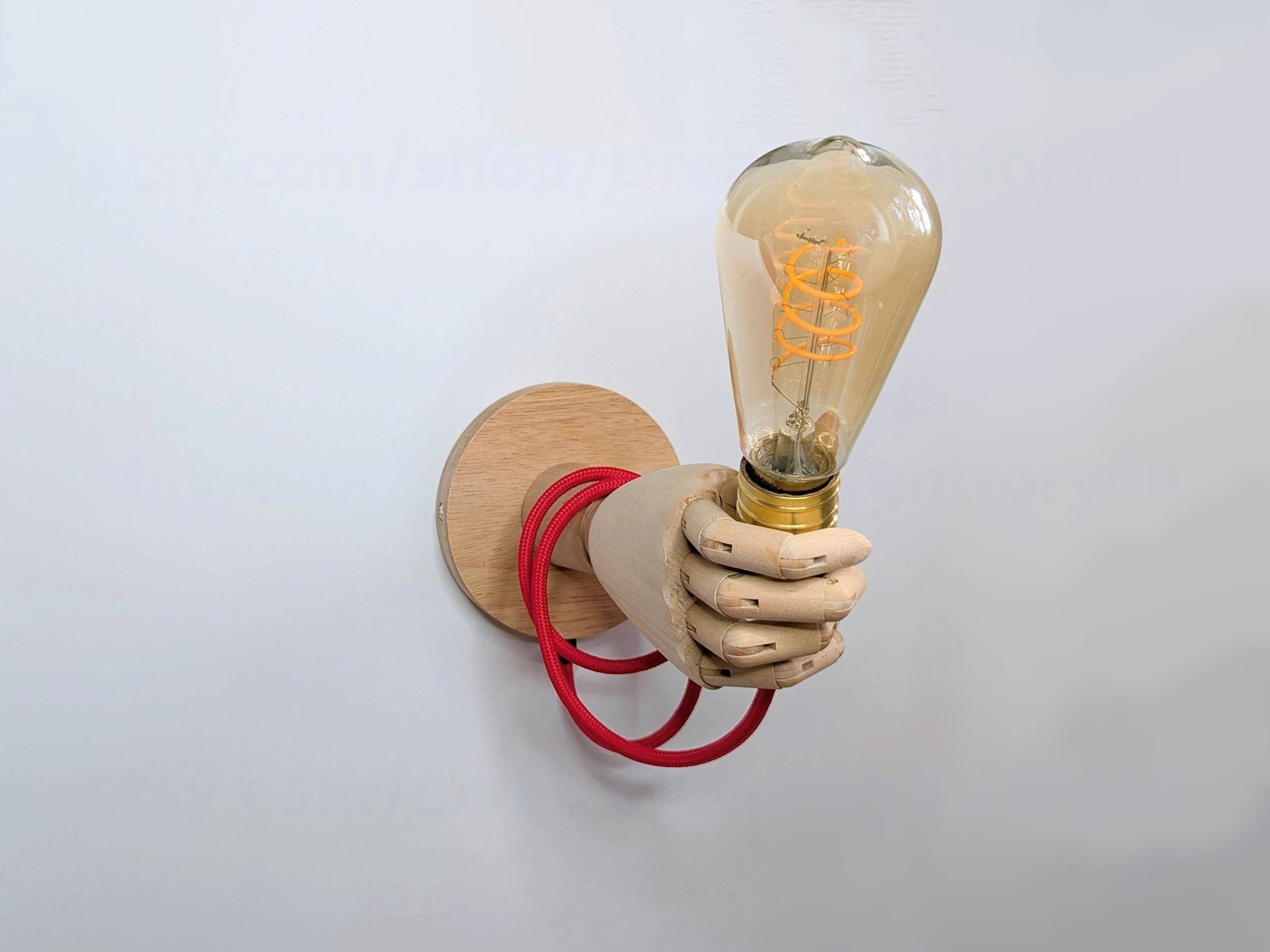 Wooden Hand Modern Wall Light Quaint Wall Sconce Light Plug in Wall ...