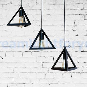 3 Pyramids Iron Pendant Light Fixture Modern Lighting Industrial ...