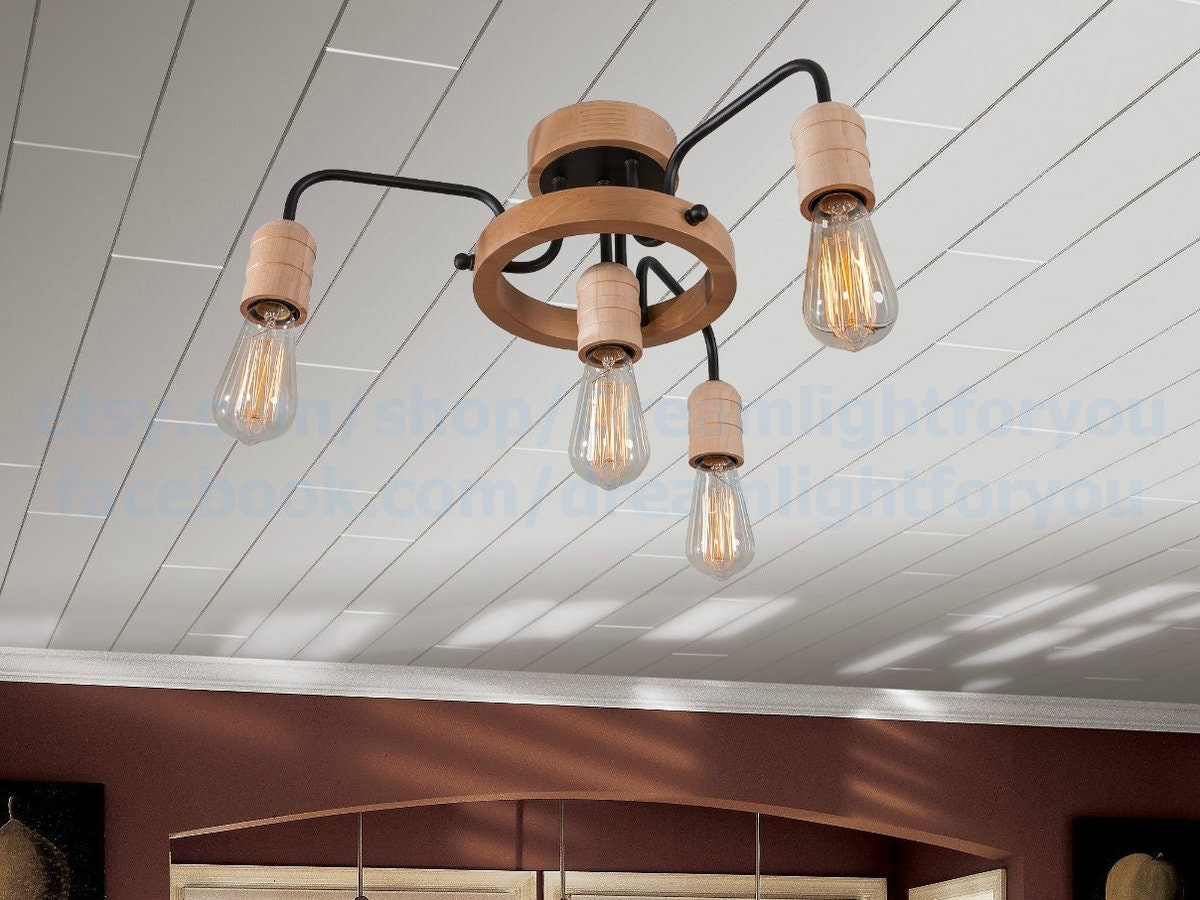 Wooden Farmhouse Lighting Dining Light Rustic Pendant Light | Etsy