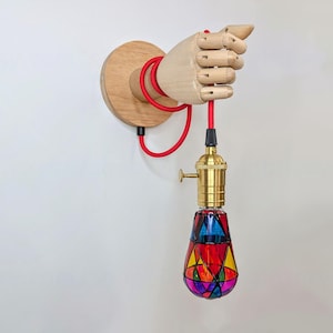 Wooden Hand Wall Sconce Light Quaint Wall Light Original Lighting ...