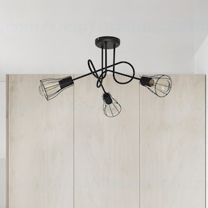 Black Copper Triple Ceiling Light Fixture Triple Light Semi Flush ...